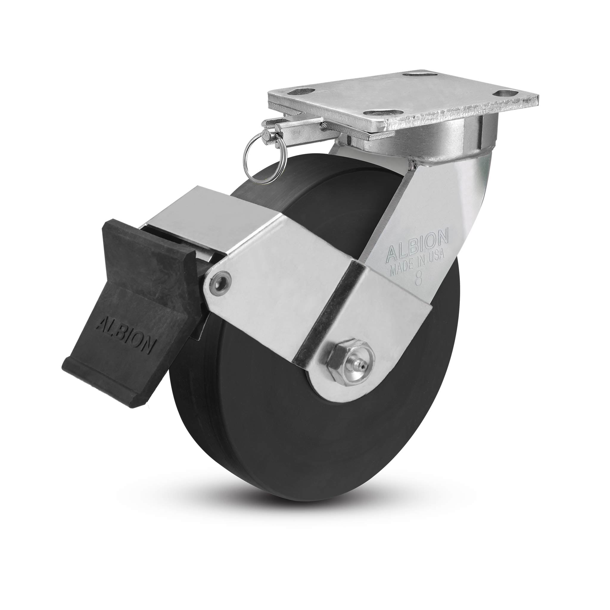 8"x2" Ergonomic Caster – USA Kingpinless Rig, Trionix Steel Replacemen