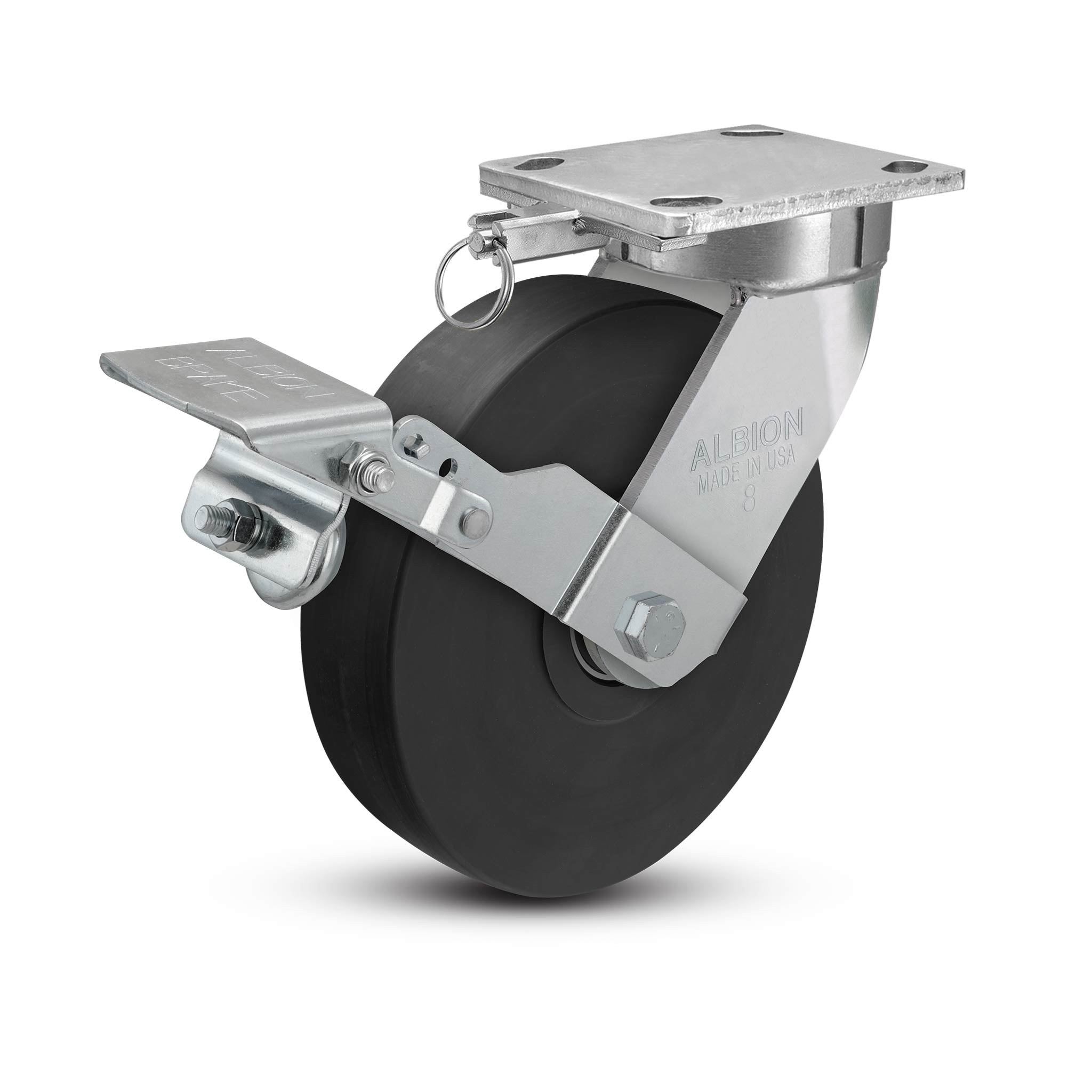 8"x2" Ergonomic Caster – USA Kingpinless Rig, Trionix Steel Replacemen