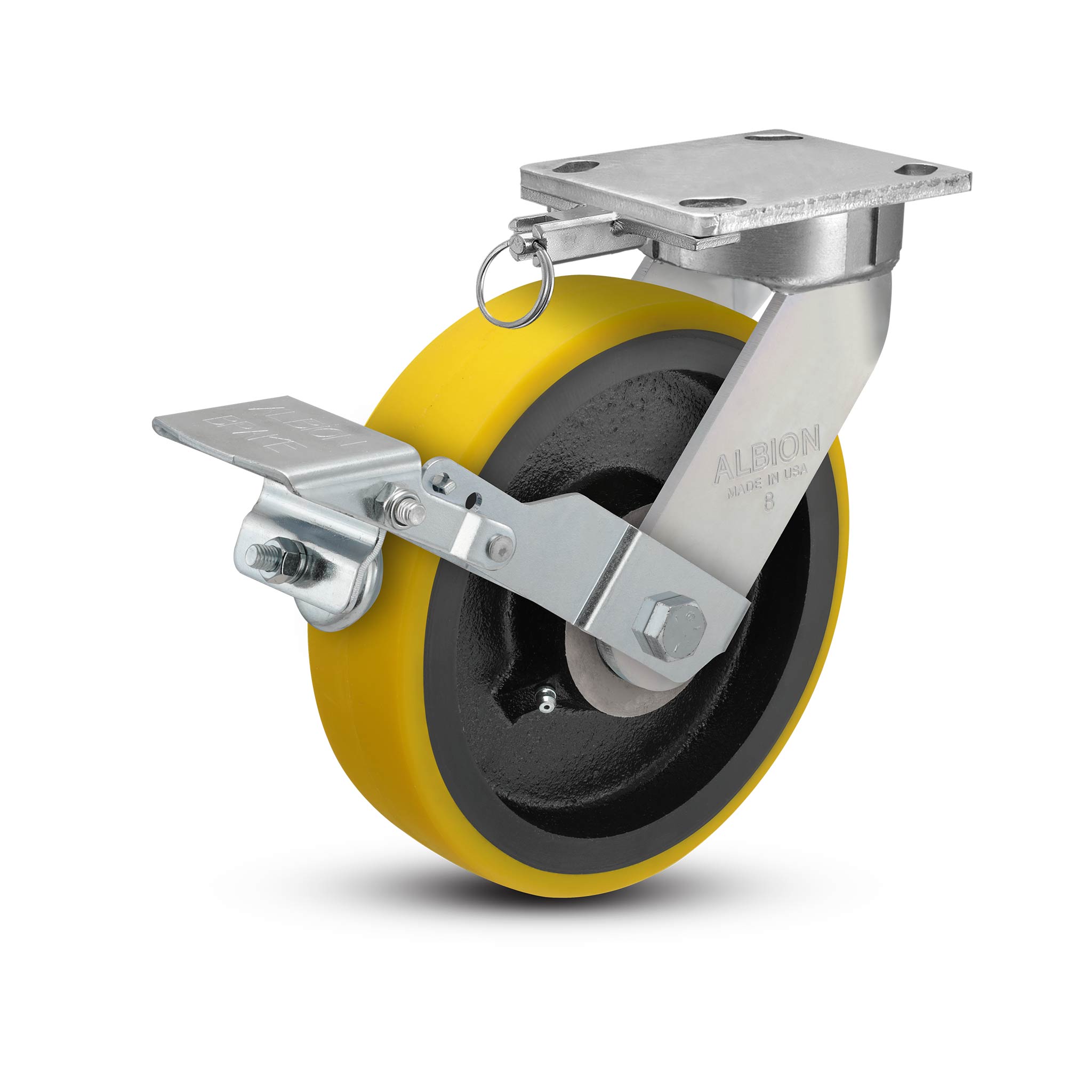 8"x2" Ergonomic Caster 9.5 OAH – USA Kingpinless Rig, Heavy-Duty Polyu