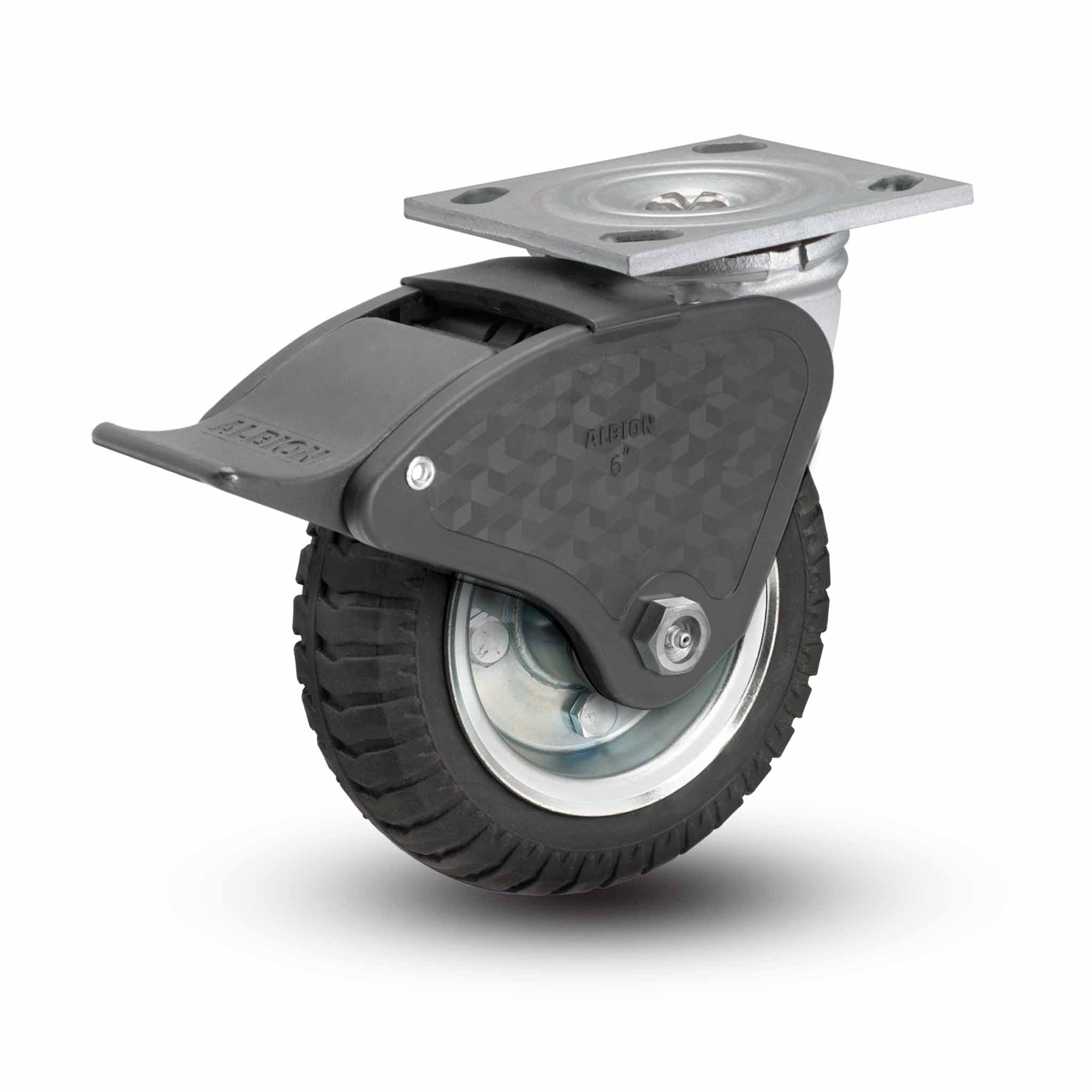 USA-Rig 8"x2" Never-Flat SZ Wheel Caster with Top Total Lock and 4"x4.