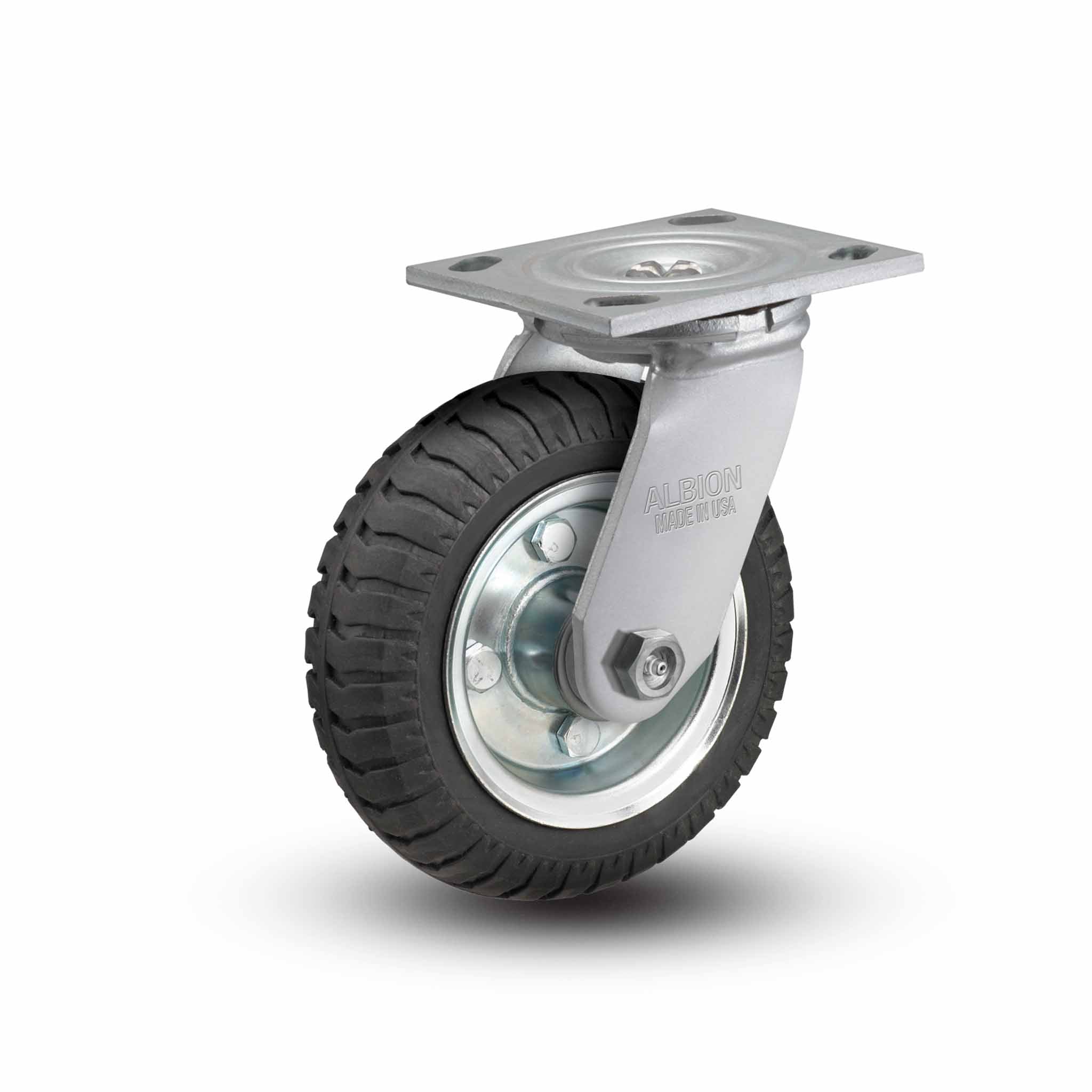 USA-Rig 6"x2" Never-Flat SZ Wheel Caster with 4"x4.5" Plate