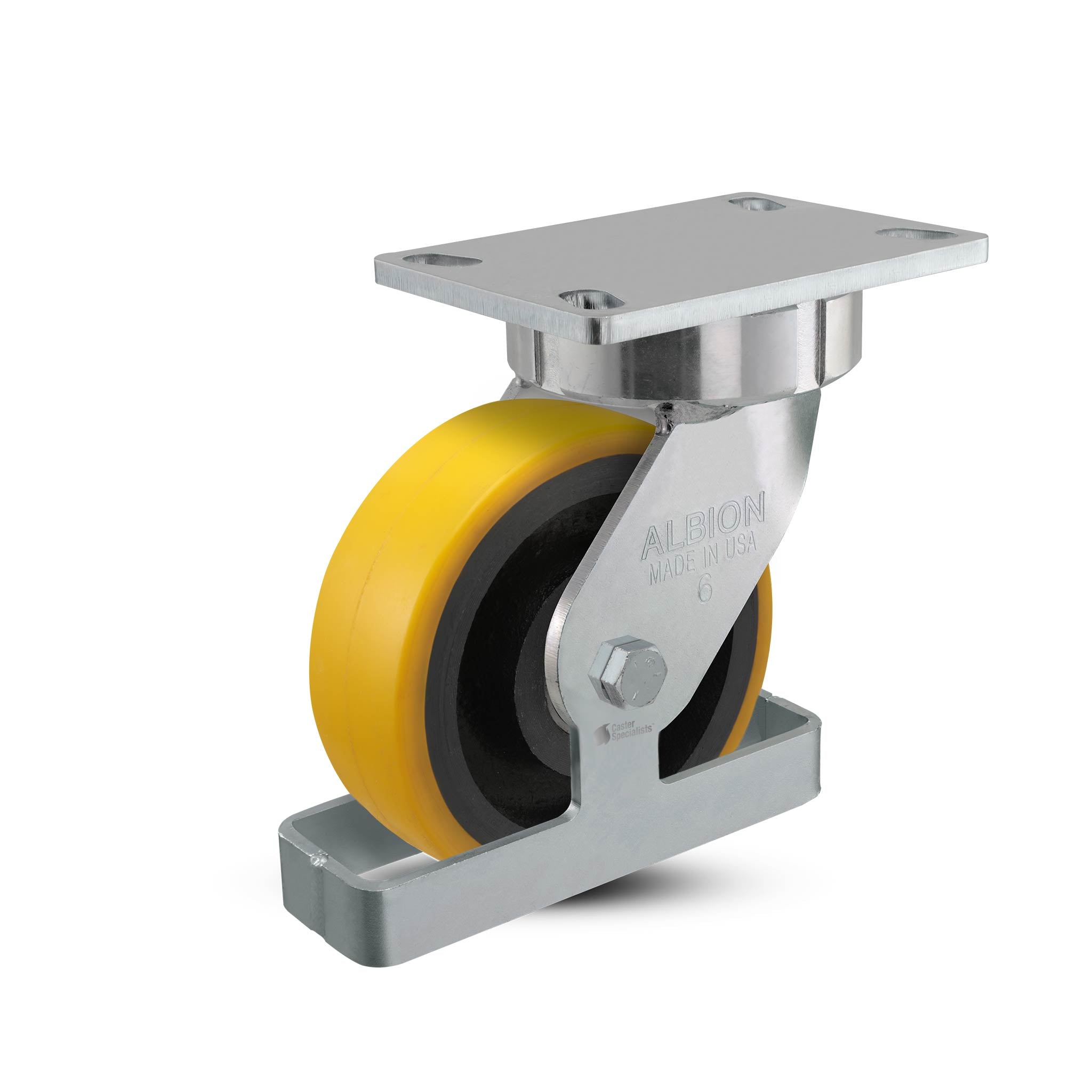 6"x2" USA Ergonomic Swivel Caster with HD Poly-on-Iron Wheel, Toe Guar