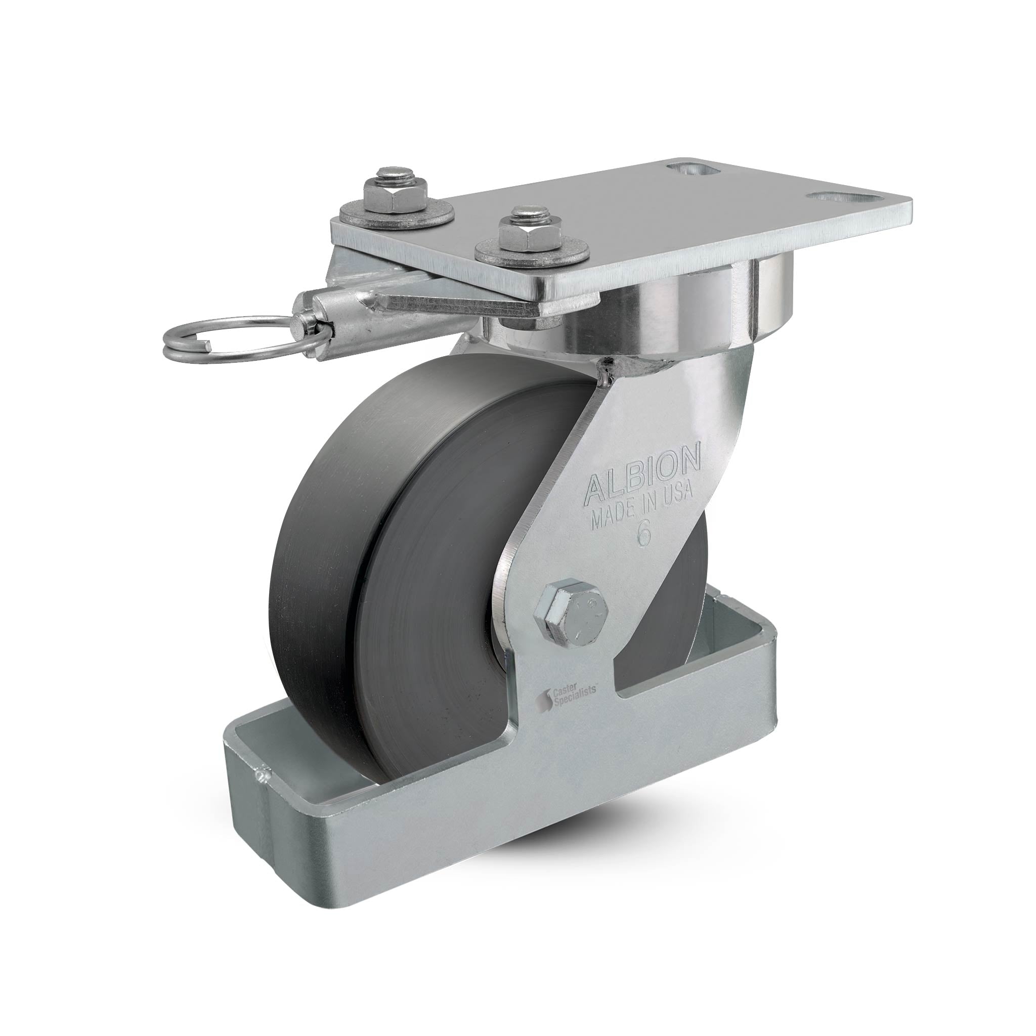 6"x2" USA Ergonomic Swivel Caster with HD Nylon Wheel, Toe Guard, Swiv