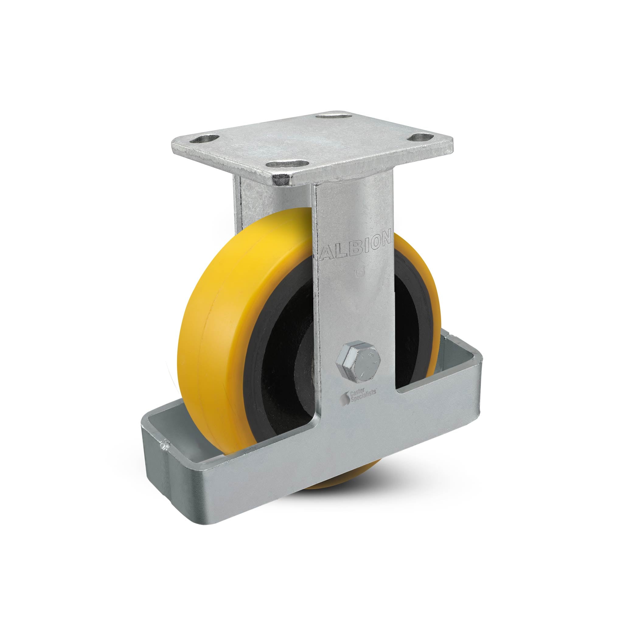 6"x2" USA Ergonomic Rigid Caster with HD Poly-on-Iron Wheel, Toe Guard