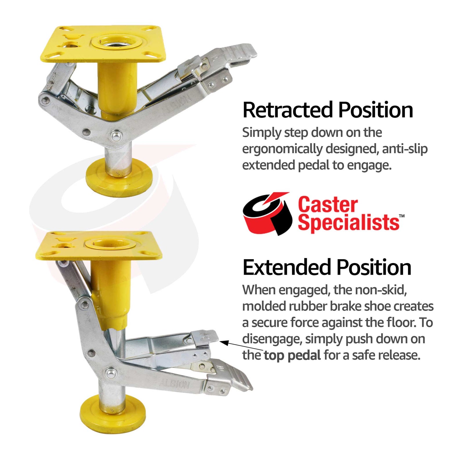 6" Ergonomic Floor Lock for Casters with 7.5" Height