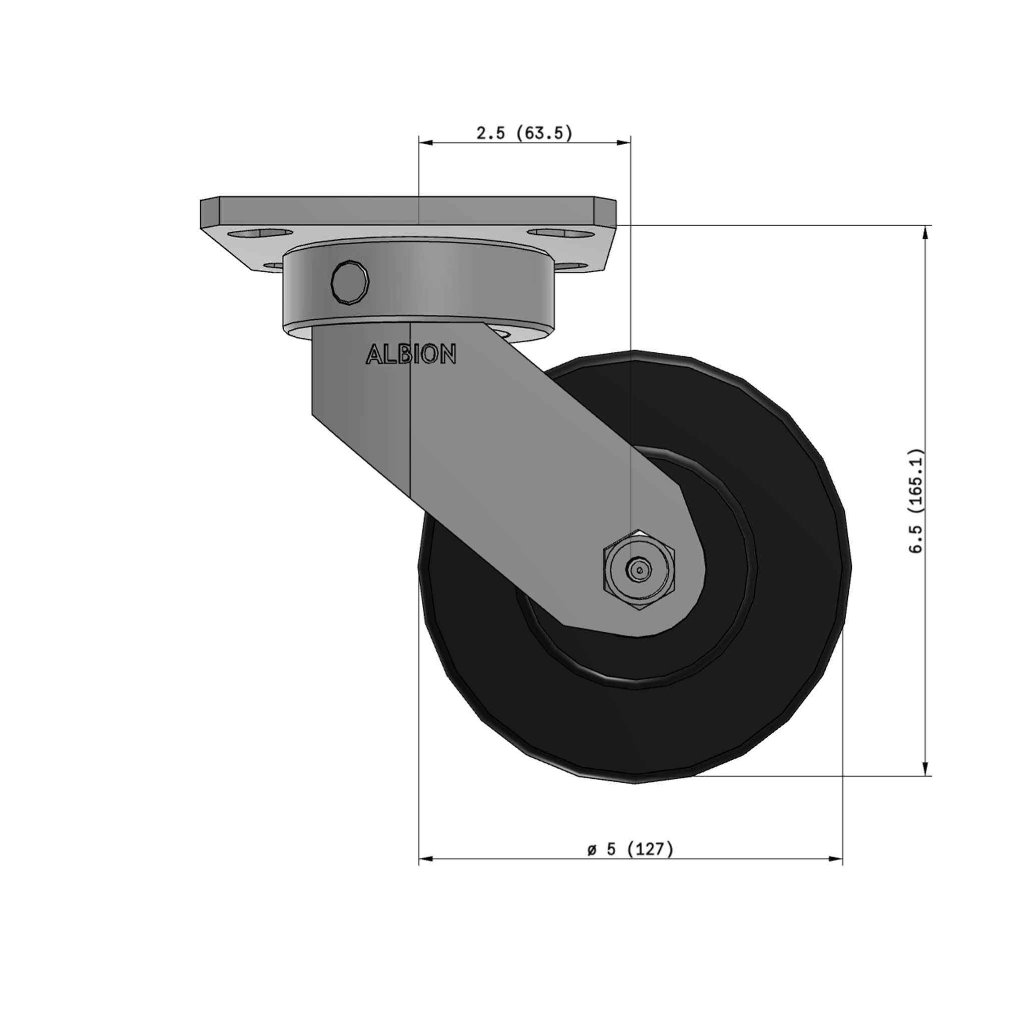 5"x2" Ergonomic Caster – USA Kingpinless Rig, Trionix Steel Replacemen