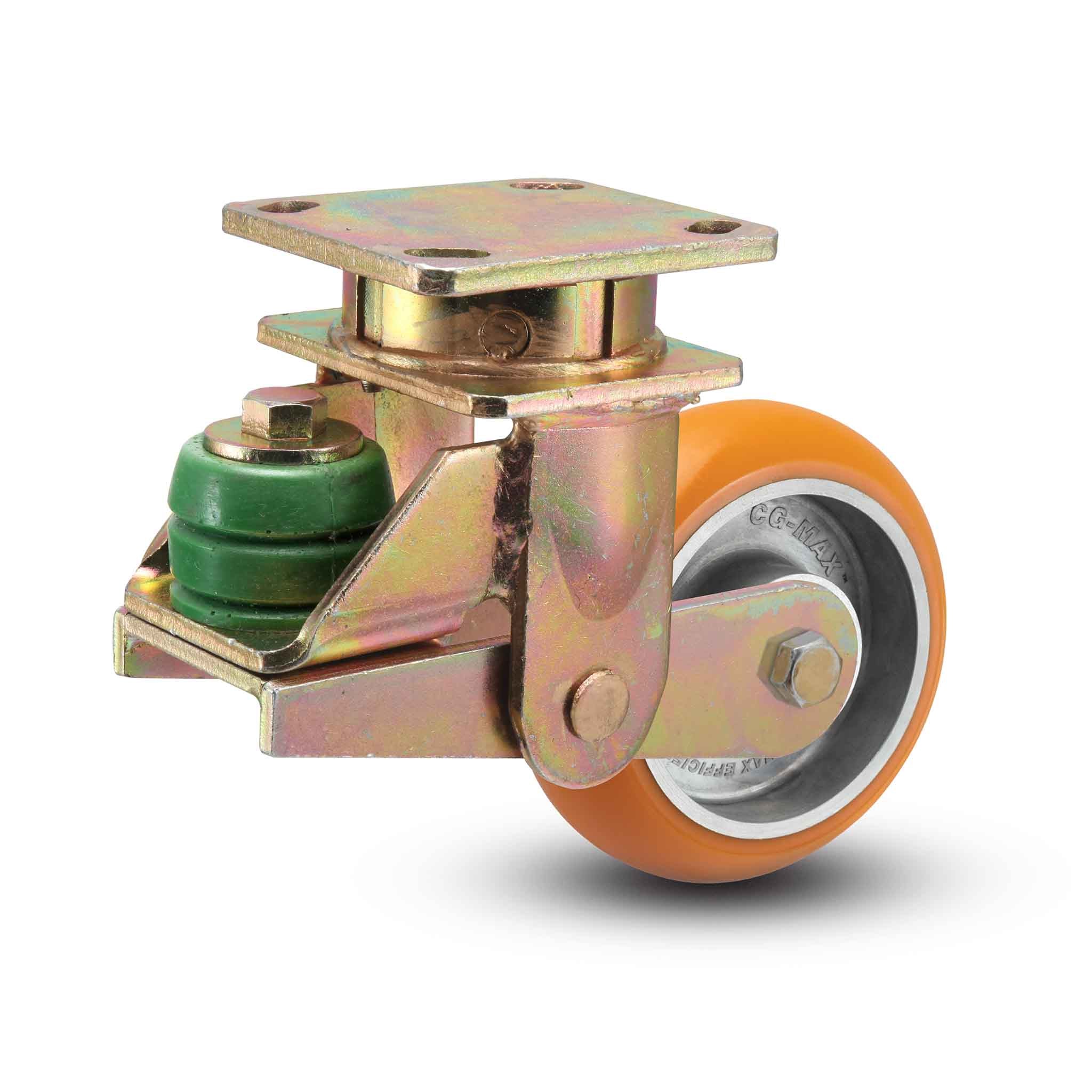 Shock-Absorbing 6"x2" MAX-Efficiency Orange Poly-Spring Caster with 4"