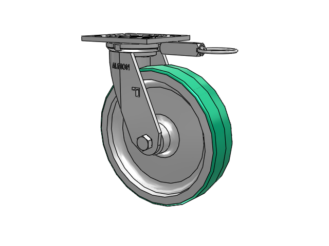 USA-Rig 8"x2" Polyurethane-on-Aluminum Caster with 4"x4.5" Plate & Swi