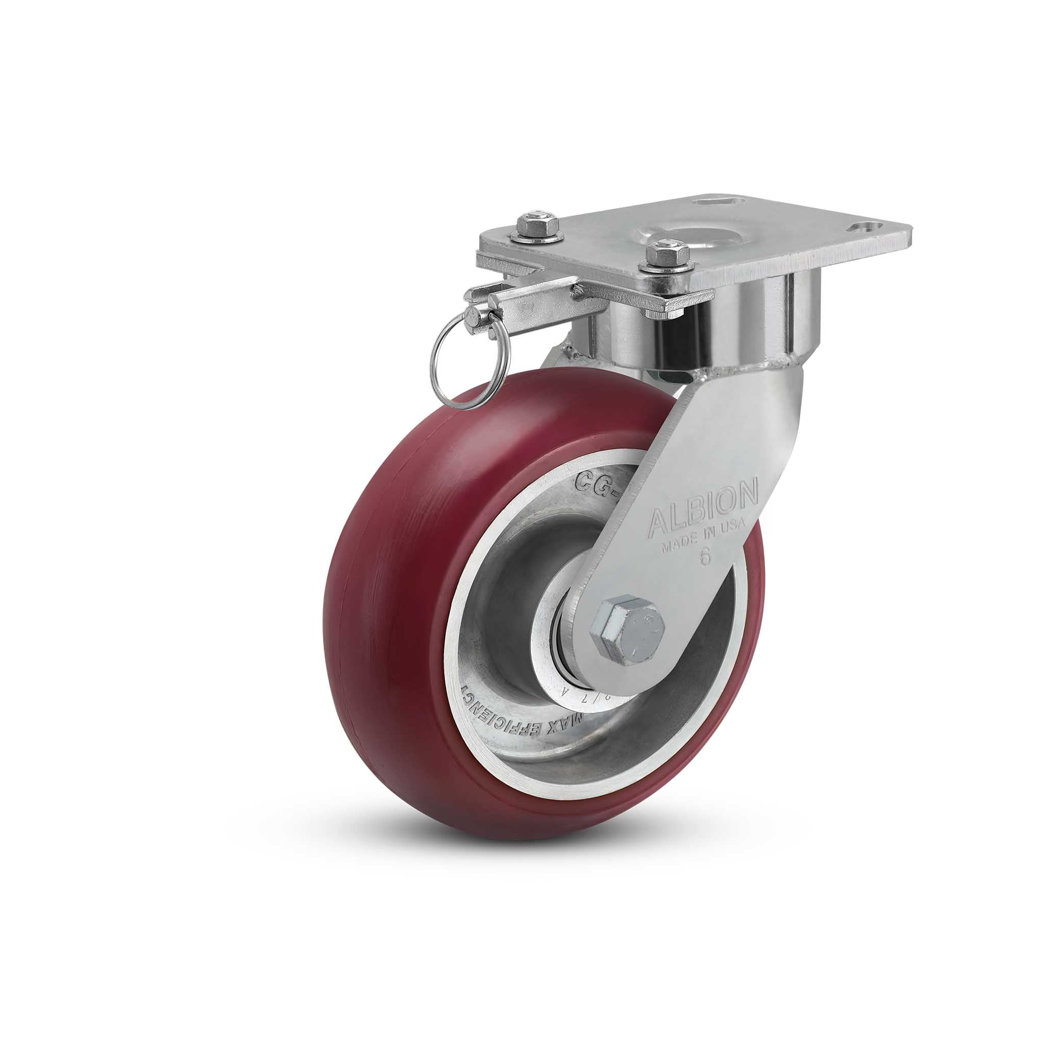 6"x2" USA Ergonomic Swivel Caster with MAX-Efficiency Wheel, Swivel Lo