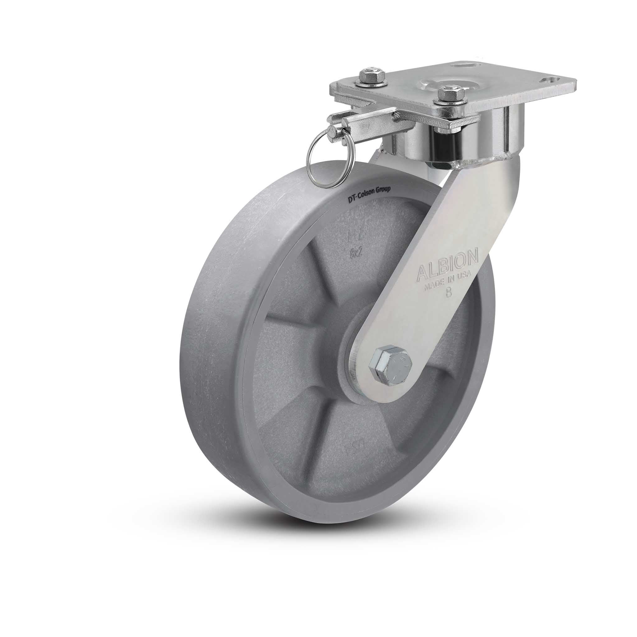 8"x2" USA Ergonomic Swivel Caster with Nylon Wheel, Swivel Lock, and 4