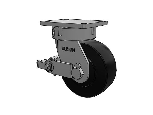 Kingpinless 8"x3" Trionix Nylon Caster with Poly-Cam Brake and 7.5"x6.