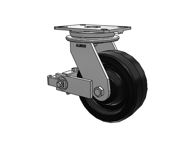 HD Raceway 8"x3" Phenolic Caster with Poly-Cam Brake and 7.25"x5.25" P