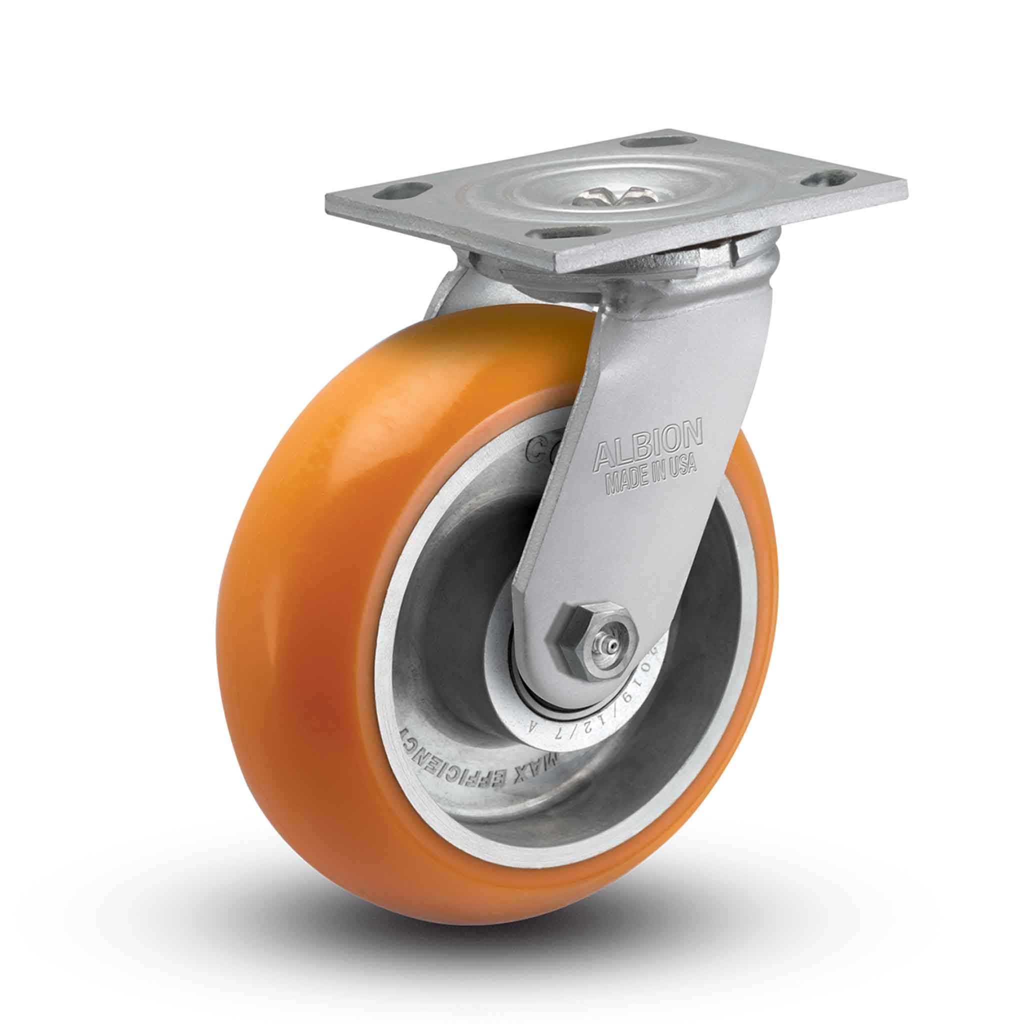16AN08228S - 8"x2" USA-Rig Swivel Caster with MAX-Efficiency Orange Wheel