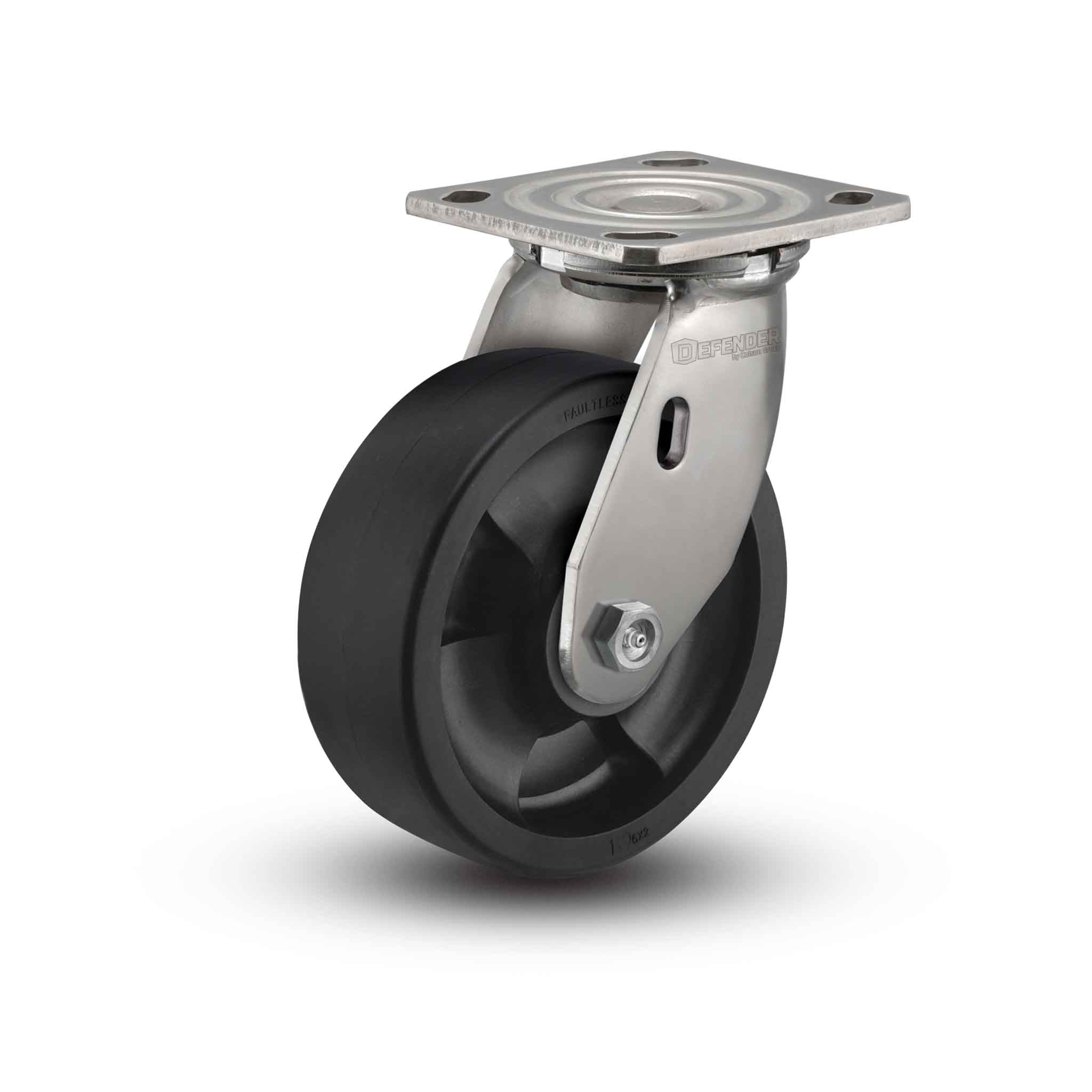 Stainless 6"x2" Hi-Temp Nylon Roller Bearing Caster with 4"x4.5" Plate