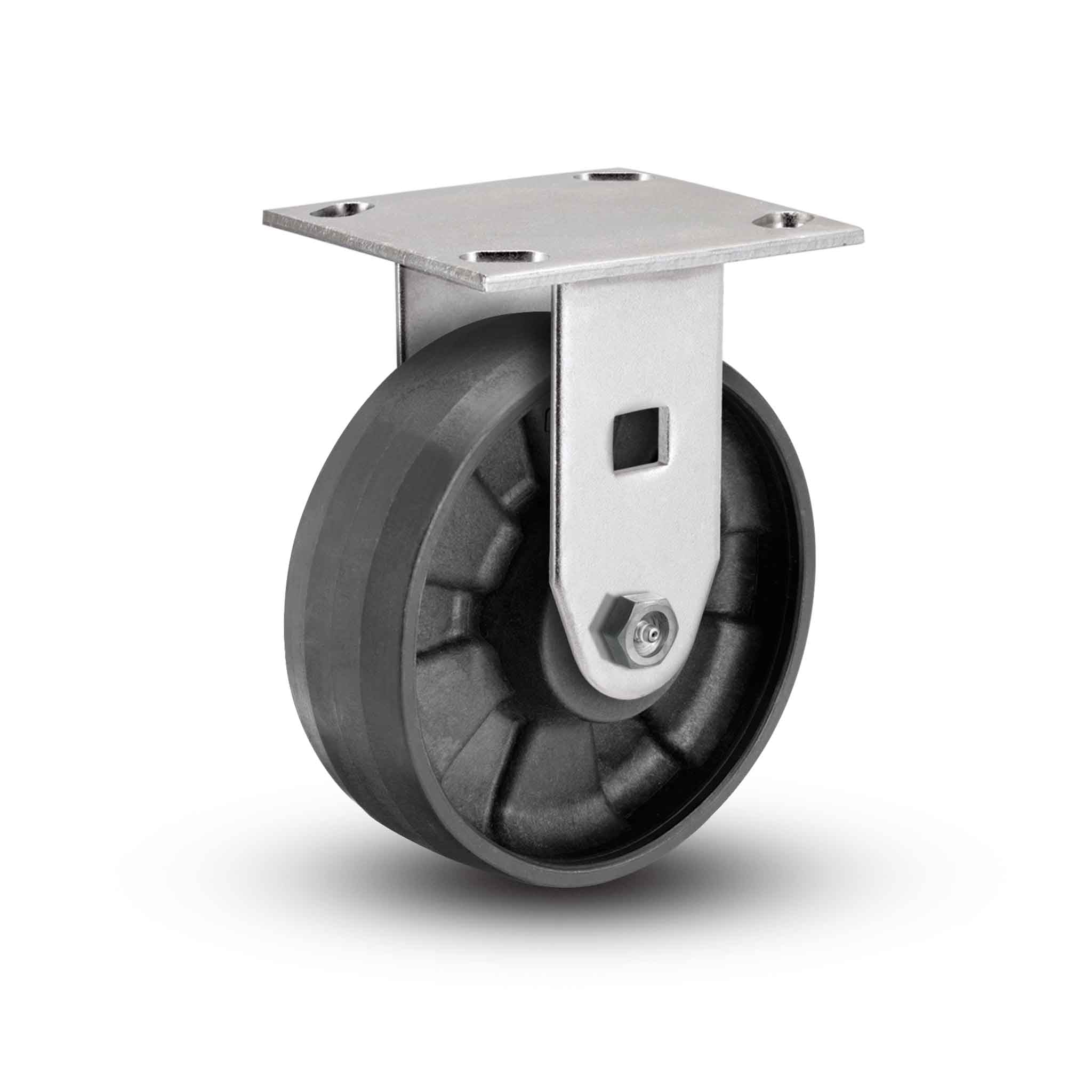 Value Stainless 4"x2" Max Nylon Roller Bearing Rigid Caster with 4"x4.