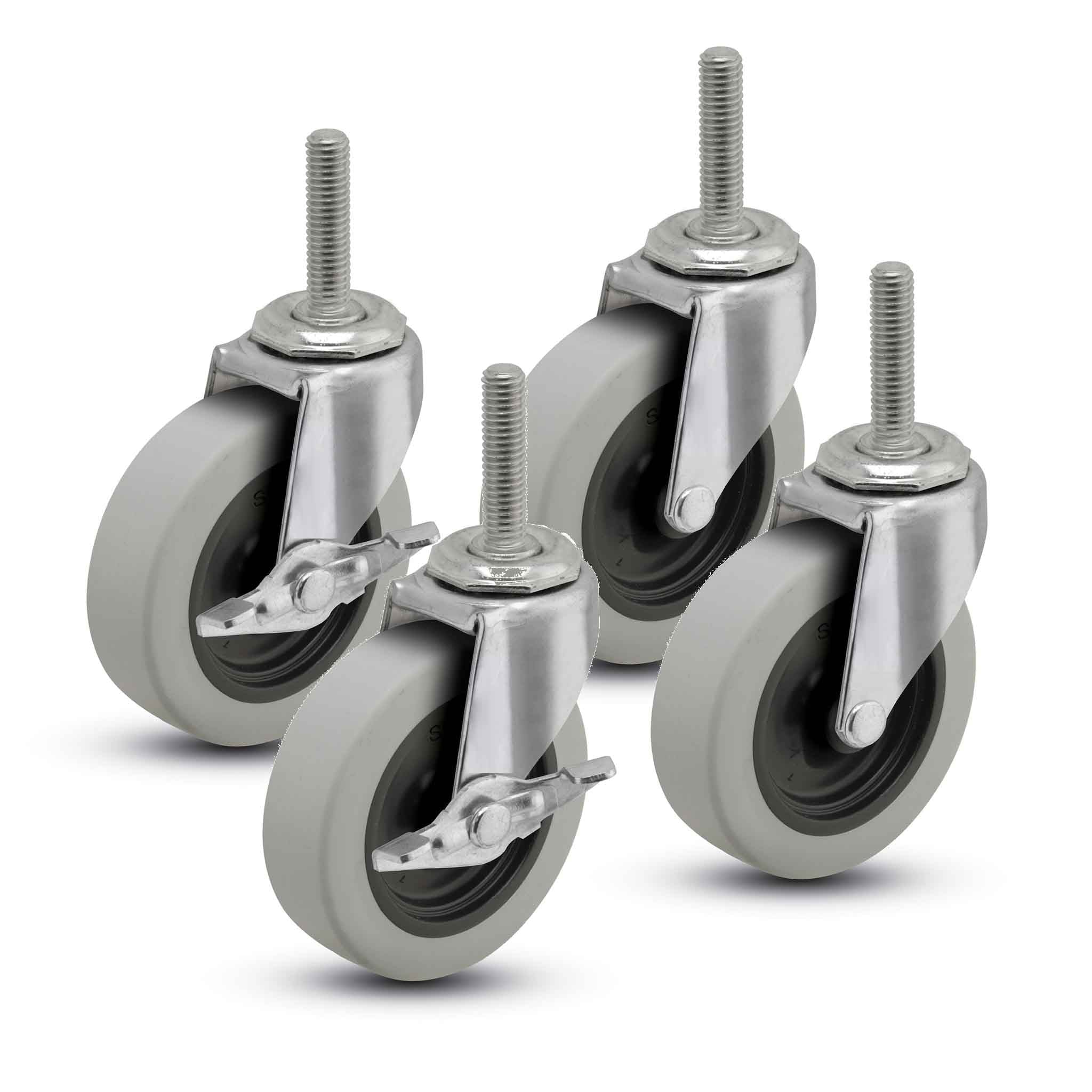 3" Wire Rack and Shelving Caster Kit: 2 Swivel and 2 Brake Casters