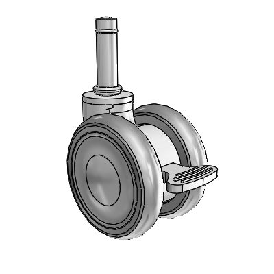 Genesis TW 65mm MonoTech Wheel Caster with Brake and 7/16"x1-7/16" Gri